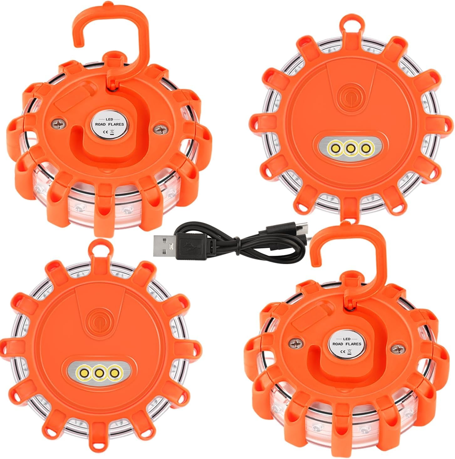 USB-C Rechargeable LED Road Flares Roadside Emergency Light, Safety ...