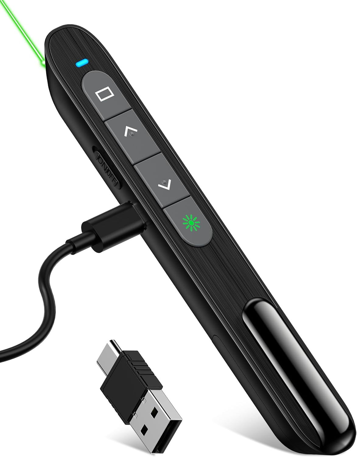 USB C Rechargeable Presentation Clicker with Green Light, Remote ...