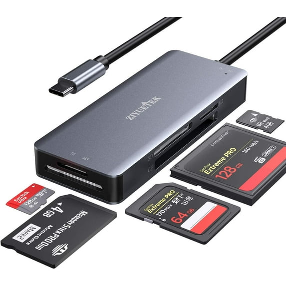 USB C SD Card Reader,5- in-1 Aluminum Thunderbolt 3 Memory Card Reader ...