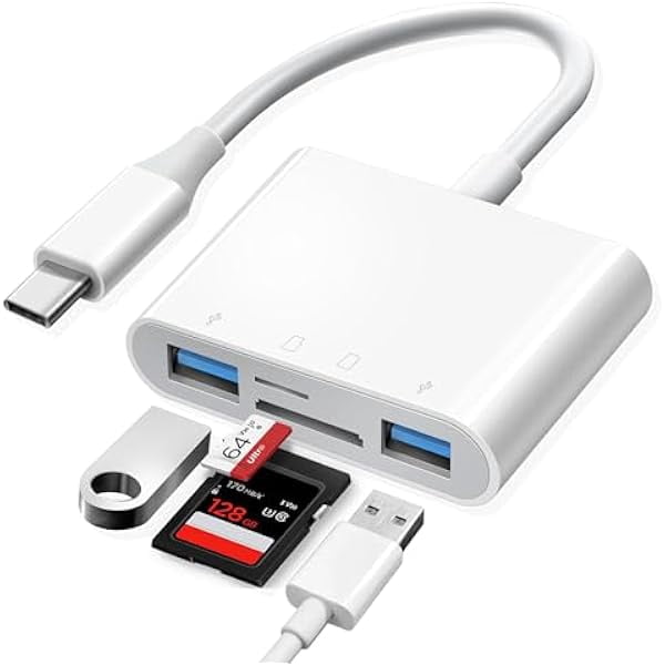 USB C SD Card Reader, Type C 4-Slots Memory Card Adapter with Dual USB ...