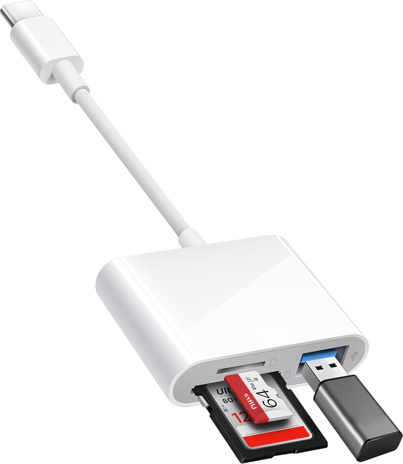 USB C SD Card Reader for iPhone 15 iPad Mac 3 in 1 USB-C Memory Trail ...