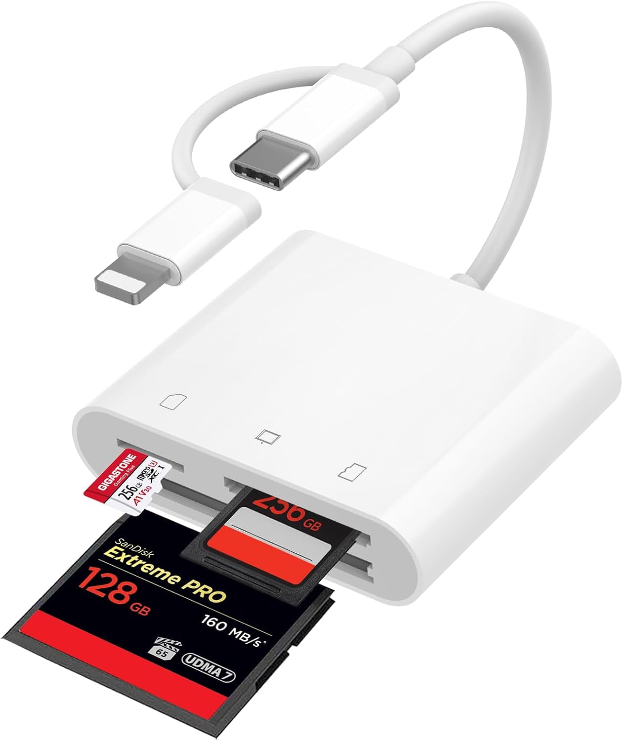 USB C SD Card Reader for iPhone 16/14/iPad, 3-Slot USB Type C to CF/SD ...