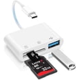 USB C SD Card Reader for iPhone Adapter, 3-in-1 Memory Card Reader Dual ...