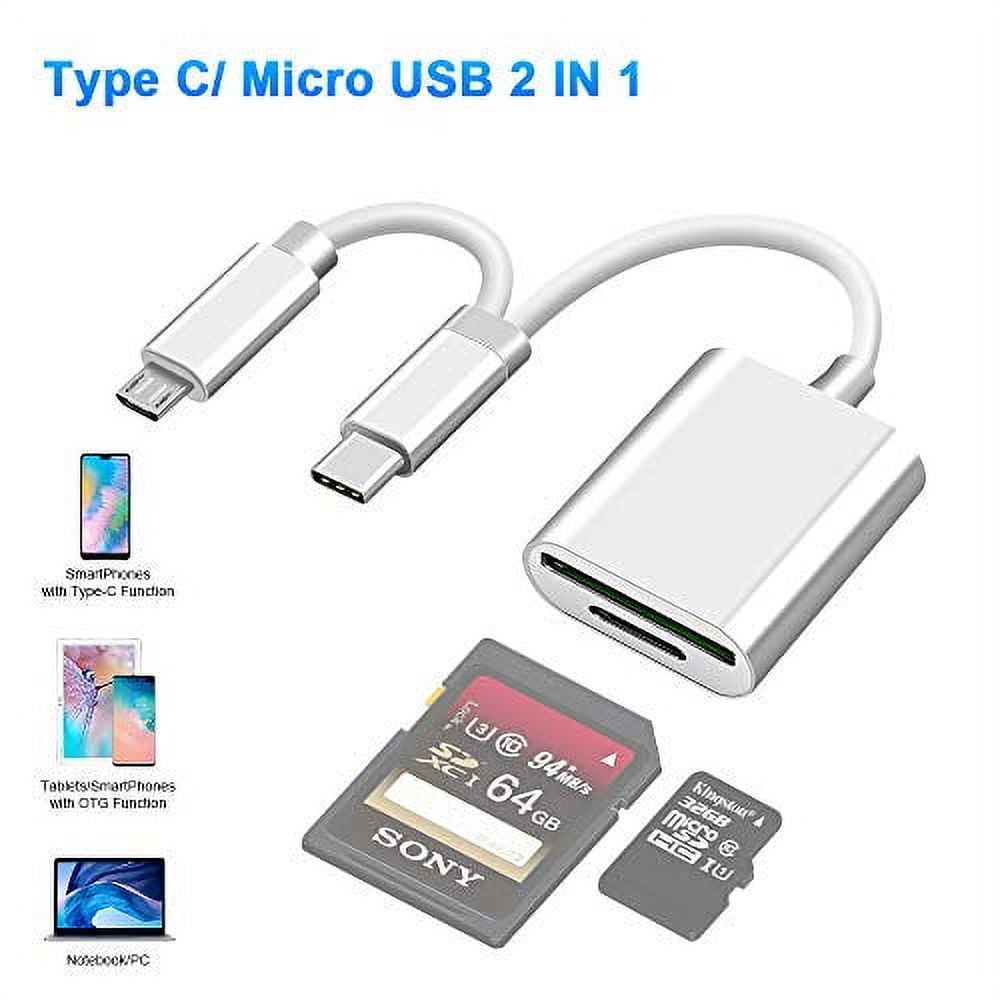 USB C to SD/MicroSD Card Reader Type C/Micro USB OTG Adapter Aluminum ...