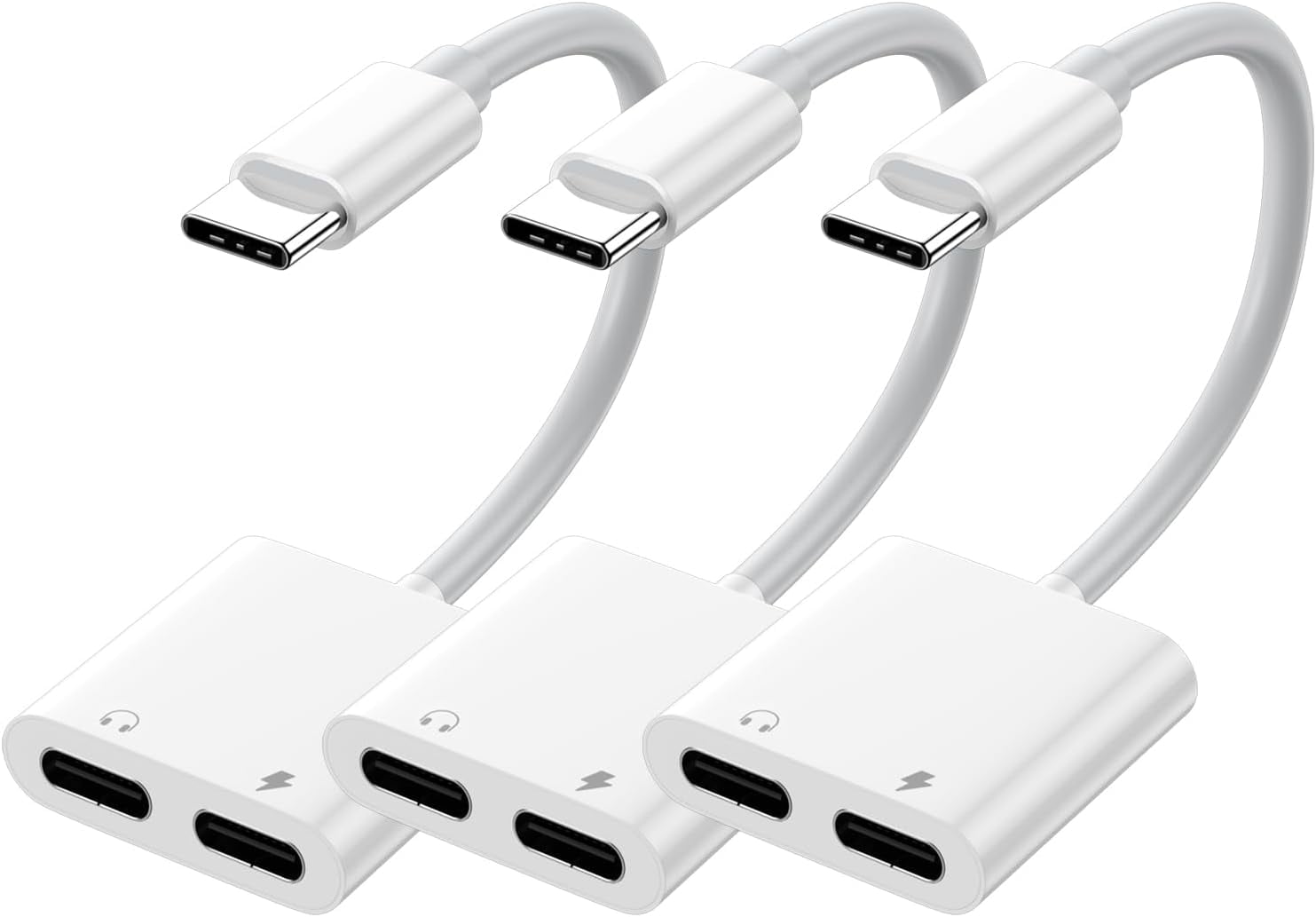 USB C Splitter,3-Pack Dual USBC Headphone and Charger Adapter,2-in-1 ...