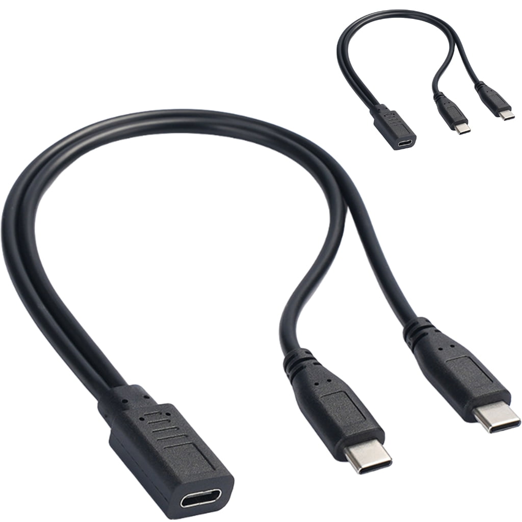 USB C Splitter Charge Cable USB Type C Male to 2 Double Type C Female ...