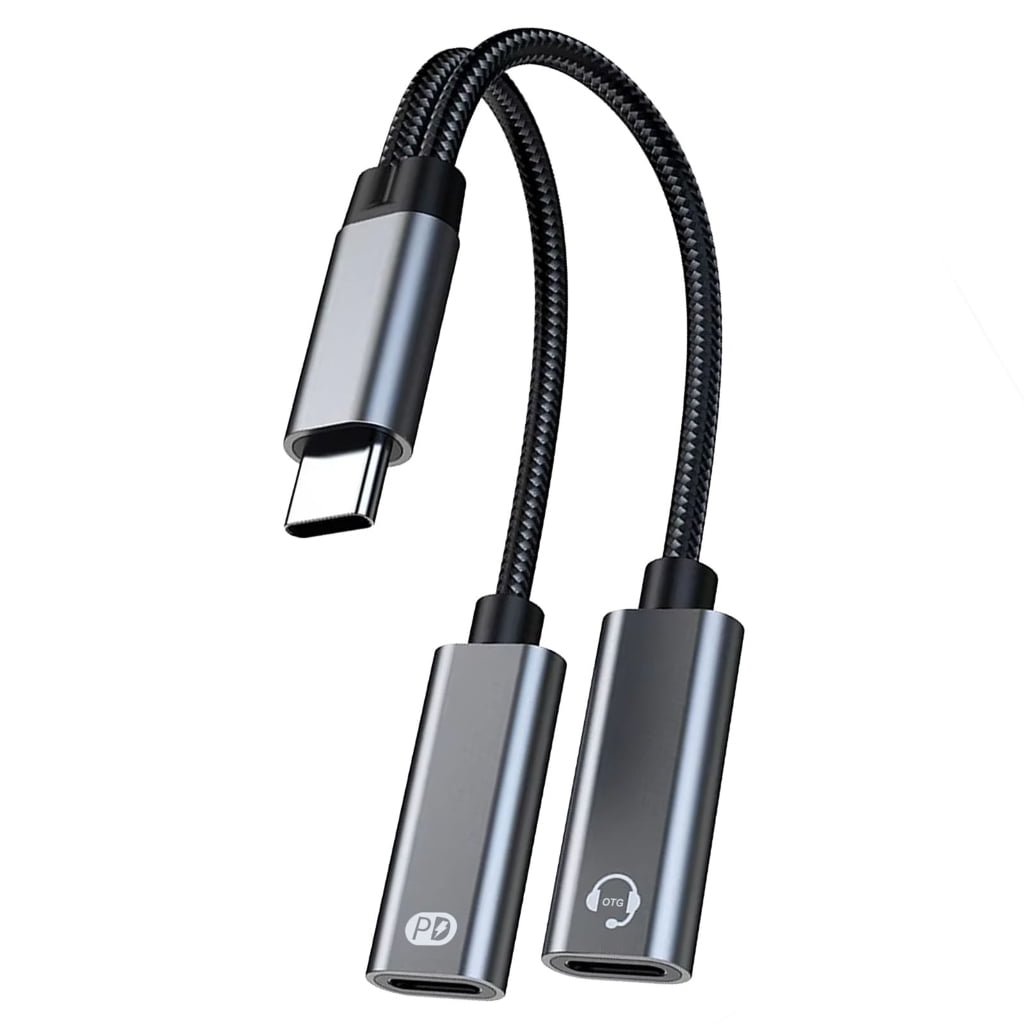 USB C Splitter Double USB C Headphone and Charging Adapter Sound Dongle ...