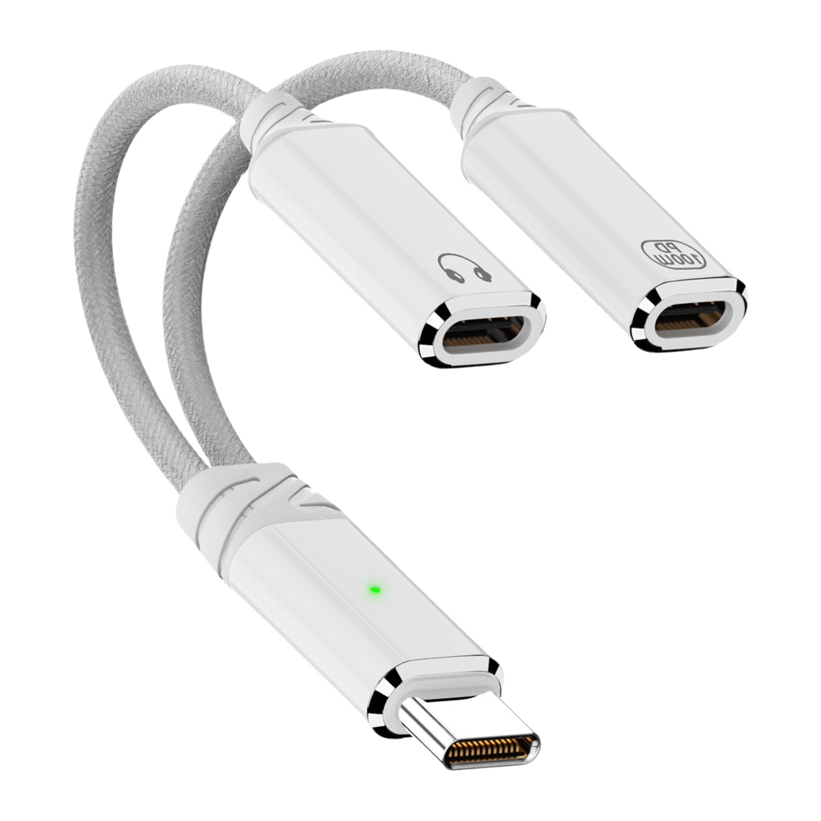 USB C Splitter Wire 1 to 2 Headphone Charging Adapter Cable Cord 2 in 1 ...