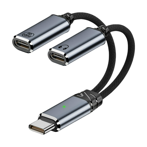 USB C Splitter Wire 1 to 2 Headphone Charging Adapter Cable Cord 2 in 1 ...