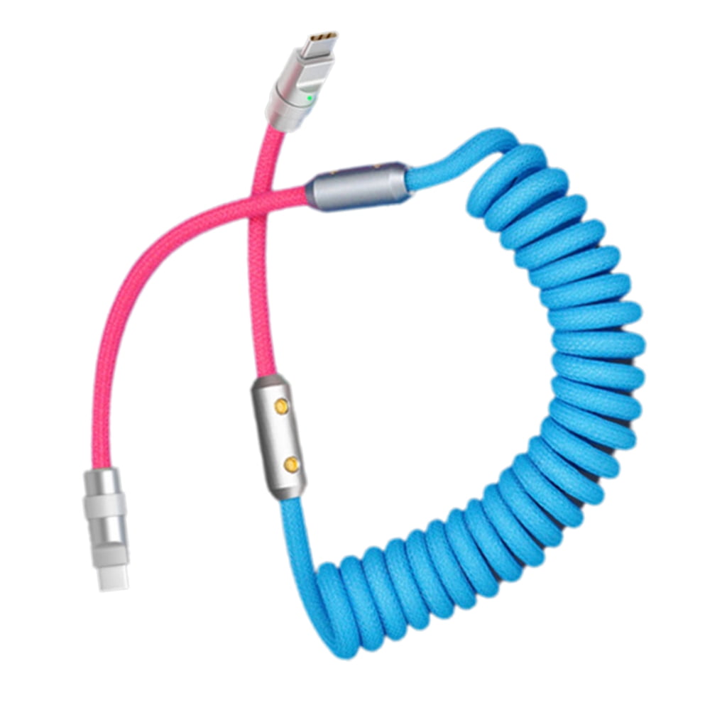 USB C Spring Stretch Data Cable 120W Fast Charging Cord For Type C ...