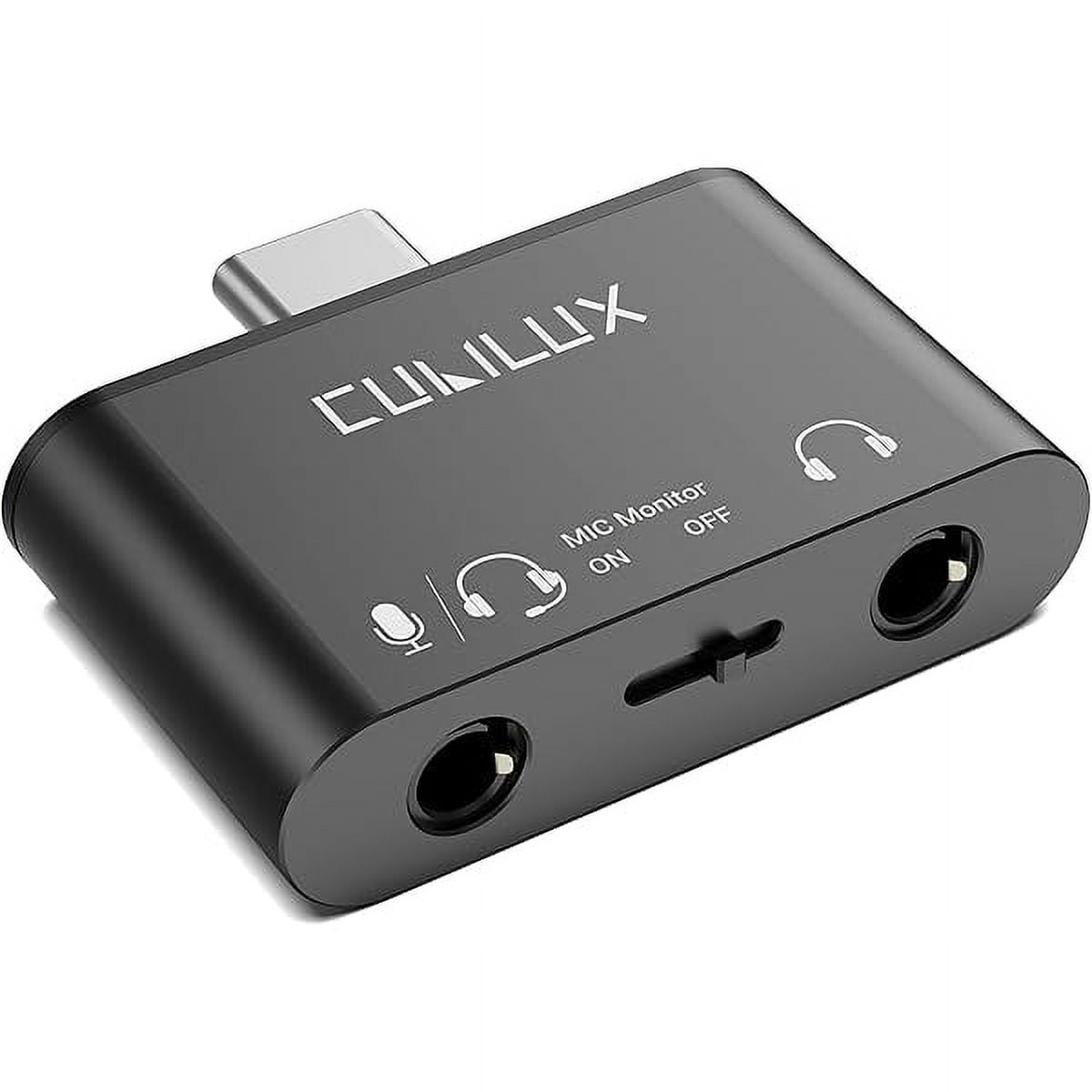 USB C TRRS Microphone Adapter with MIC Monitor, Type C to 3.5mm ...