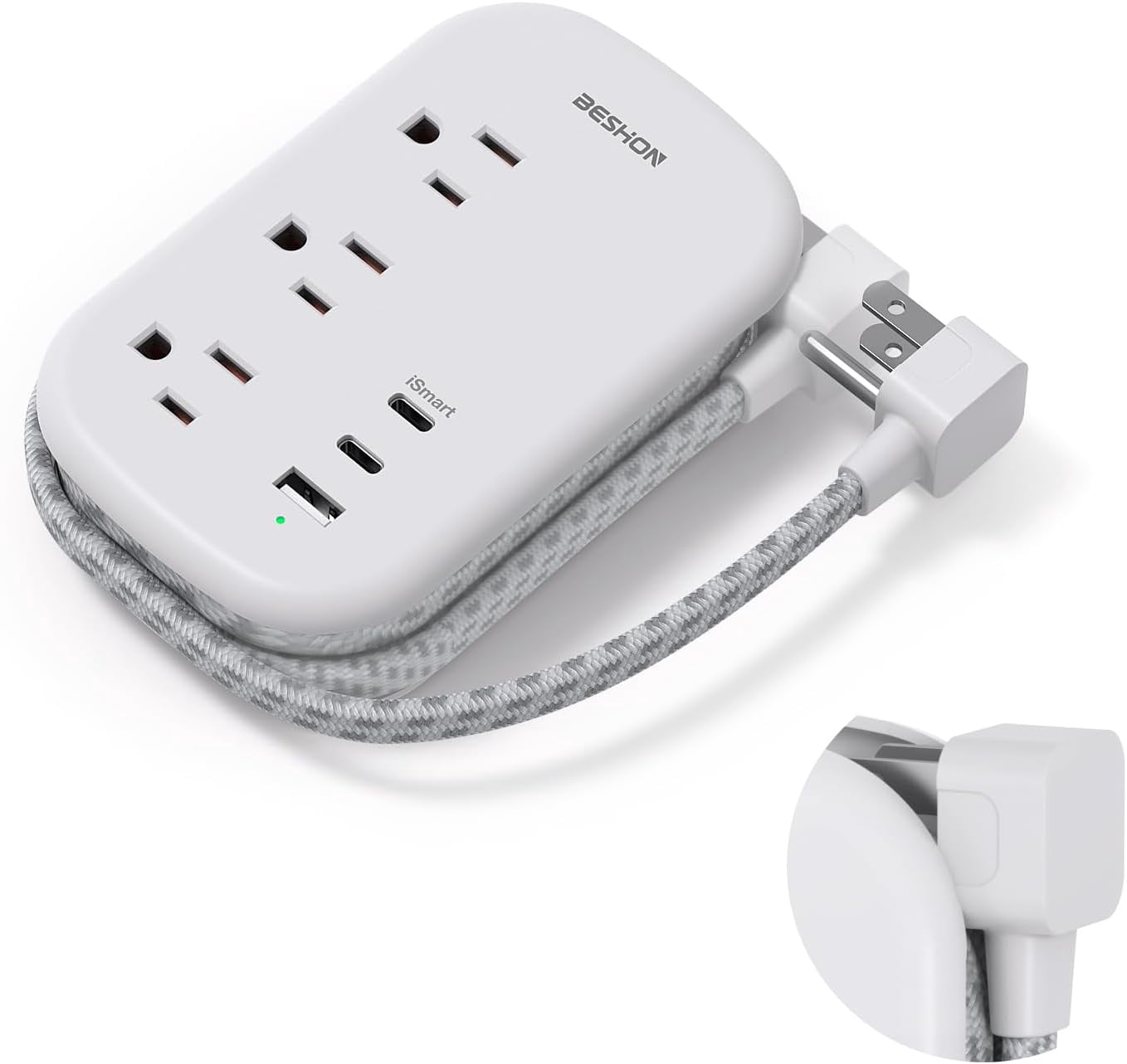 USB C Travel Power Strip, Ultra Flat Extension Cord, Flat Plug Power ...