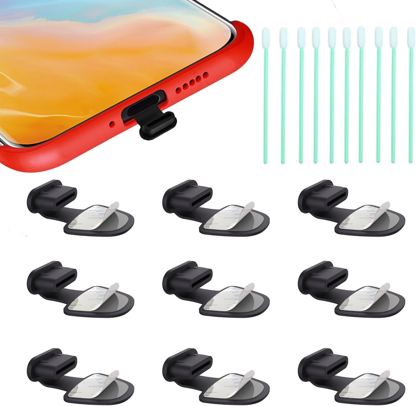 USB C-Type Anti Loss Dust Plugs, Port Silicone Covers, with Detachable ...