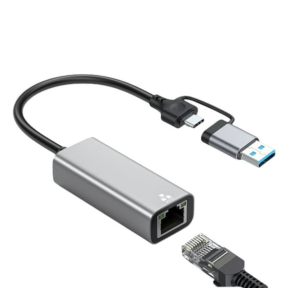 USB C/USB A Two Port 1/2.5Gbps RJ45 Ethernet Converters Aluminum Alloy ...