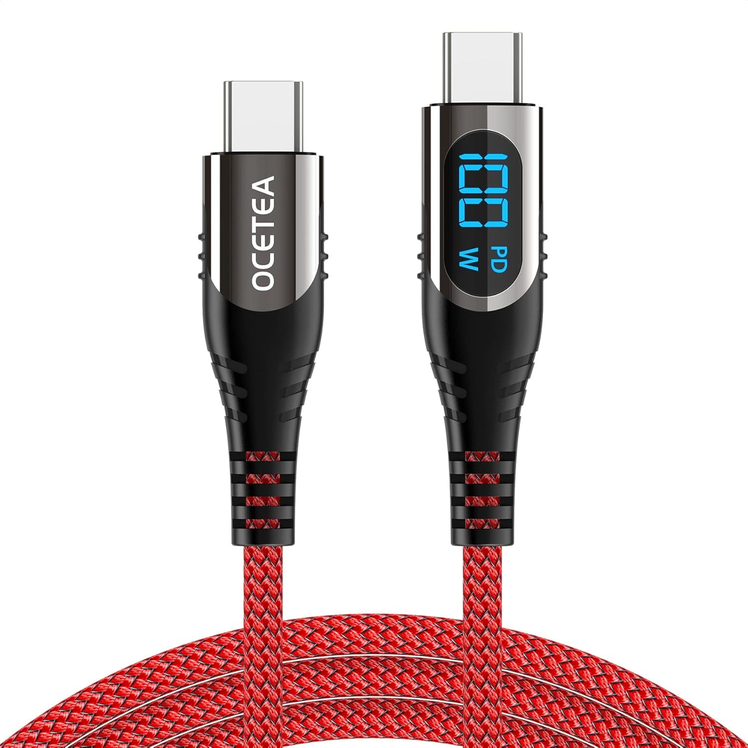 USB C to USB C Cable (100W 5A), 3.3ft USB C Cable with LED Display, New ...