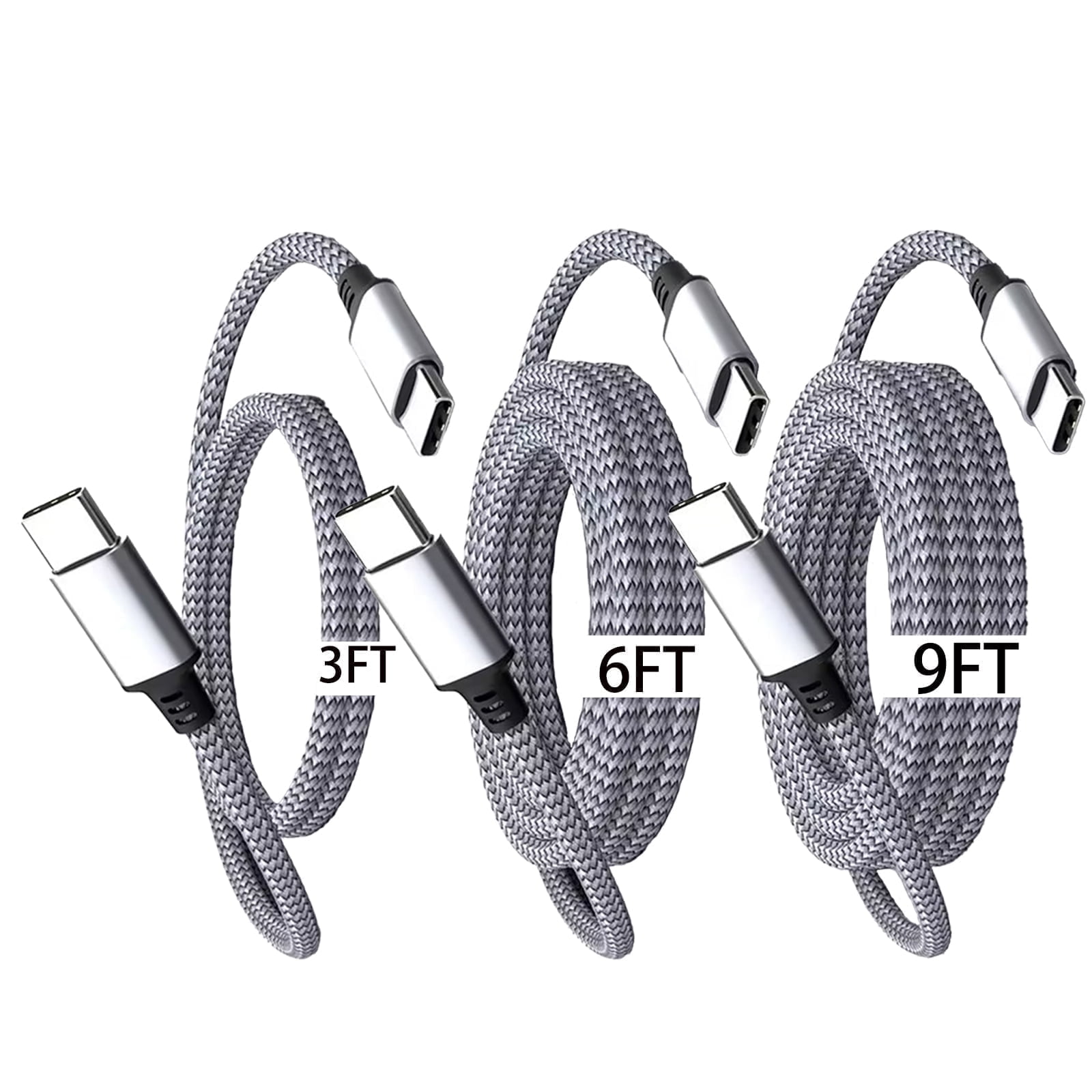 USB C to USB C Cable 3Pack [3Ft+6Ft+9Ft], 60W Extra Long Type C to Type ...