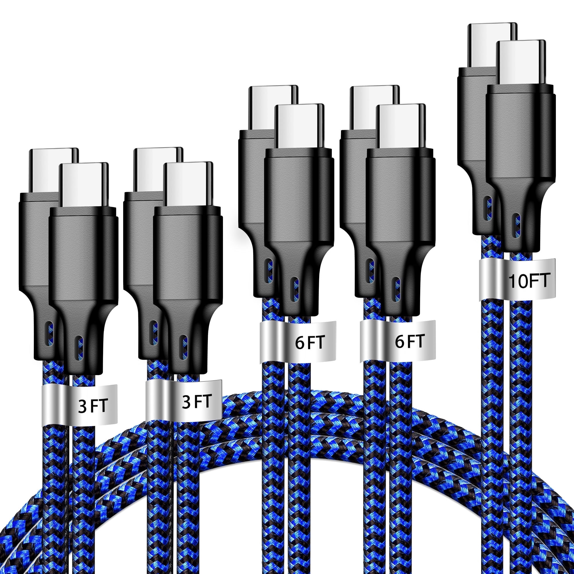 USB C to USB C Charger Cable, 5 Pack [3/3/6/6/10ft] Type C Fast ...