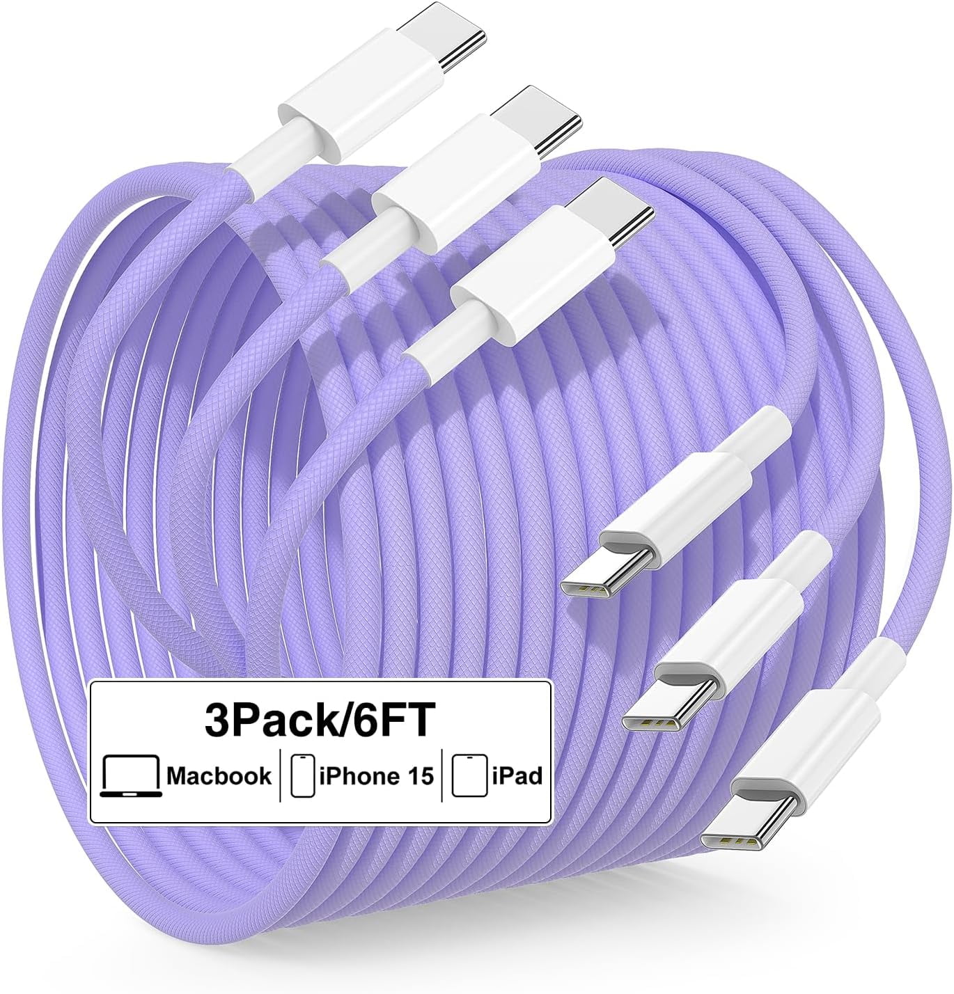 USB C to USB C Charger Cable 6FT, 3A 60W Type C to Type C Fast Charging ...