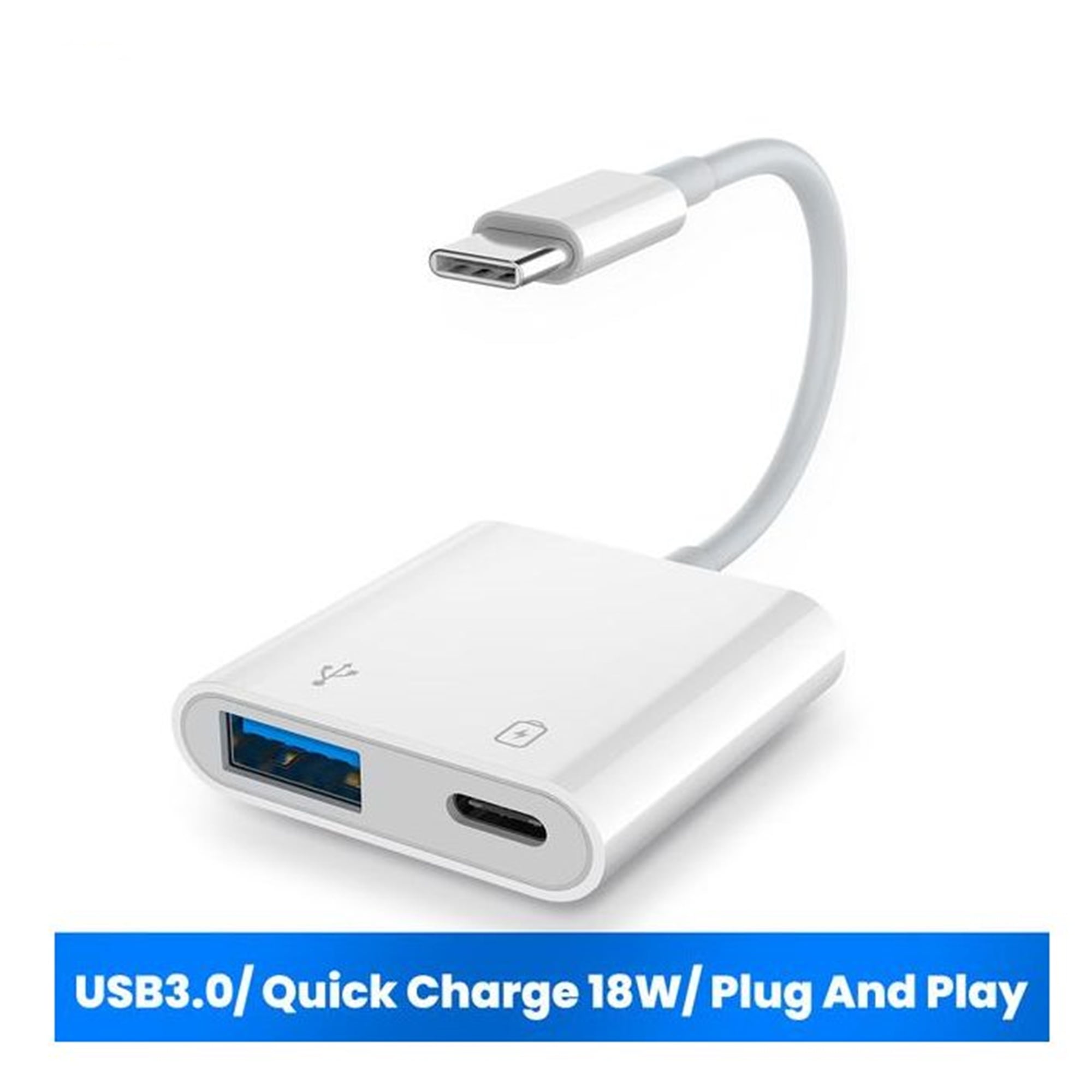 USB C to USB OTG and Charger Adapter, 2-in-1 USB C OTG Splitter with PD 60W Fast Charging Cable ...
