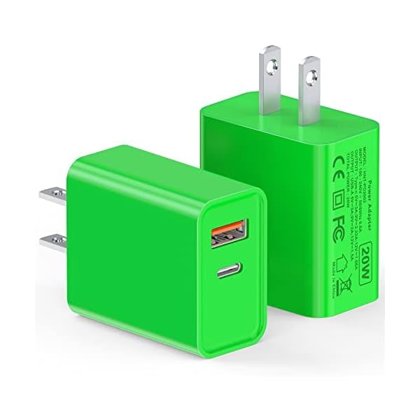 USB C Wall Charger, 1994 2-Pack 20W Type C Fast Charger Block Plug Dual ...