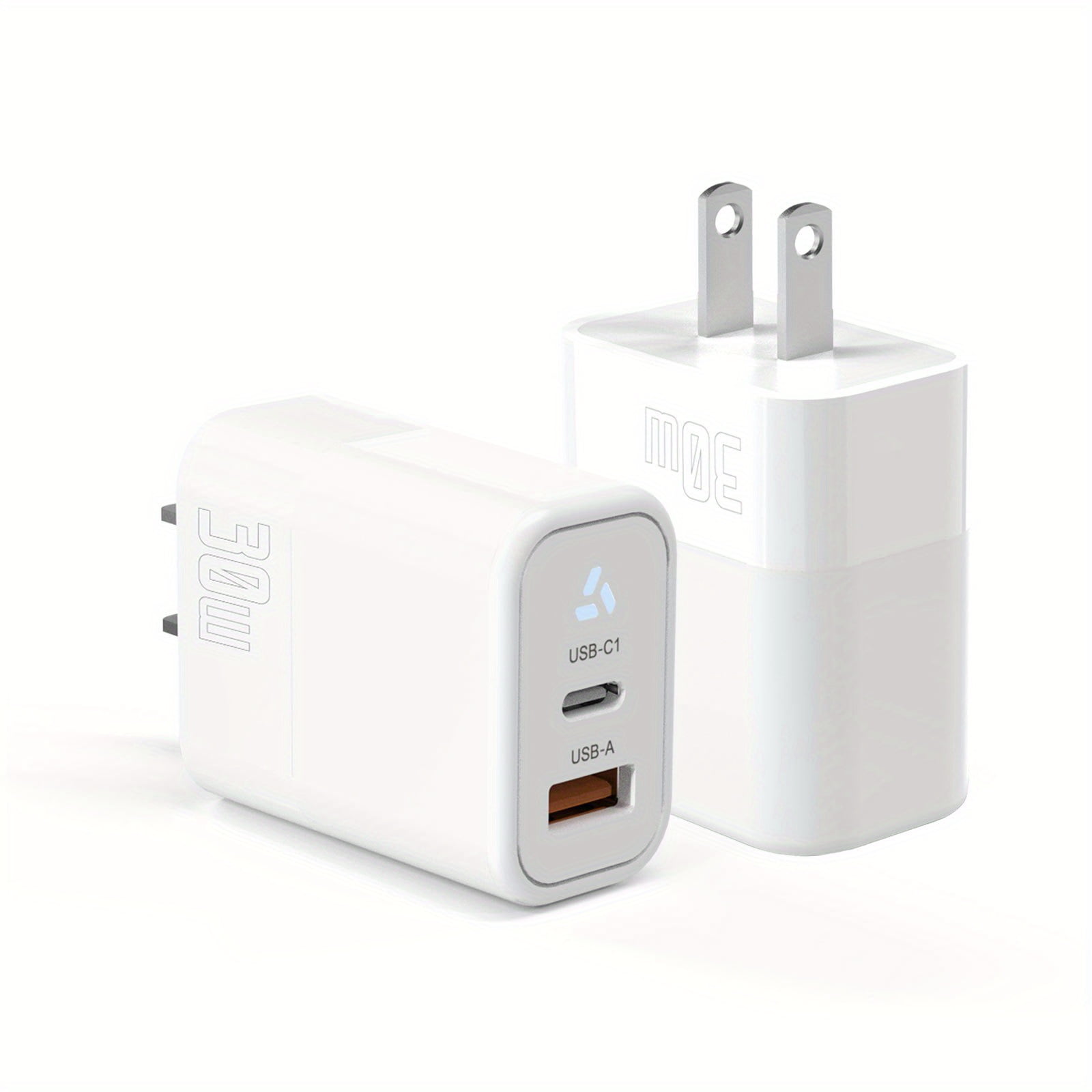 USB C Wall Charger, 30W Fast USB C Charger Brick with Light 2-Port PD ...