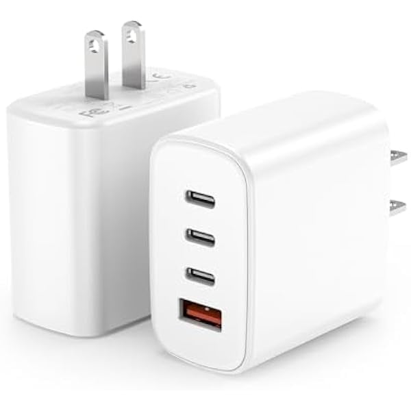 USB C Wall Charger, Amoner 2Pack 30W 4Ports iPhone Fast Charger Block (1 USB A Port +3 USB C ...