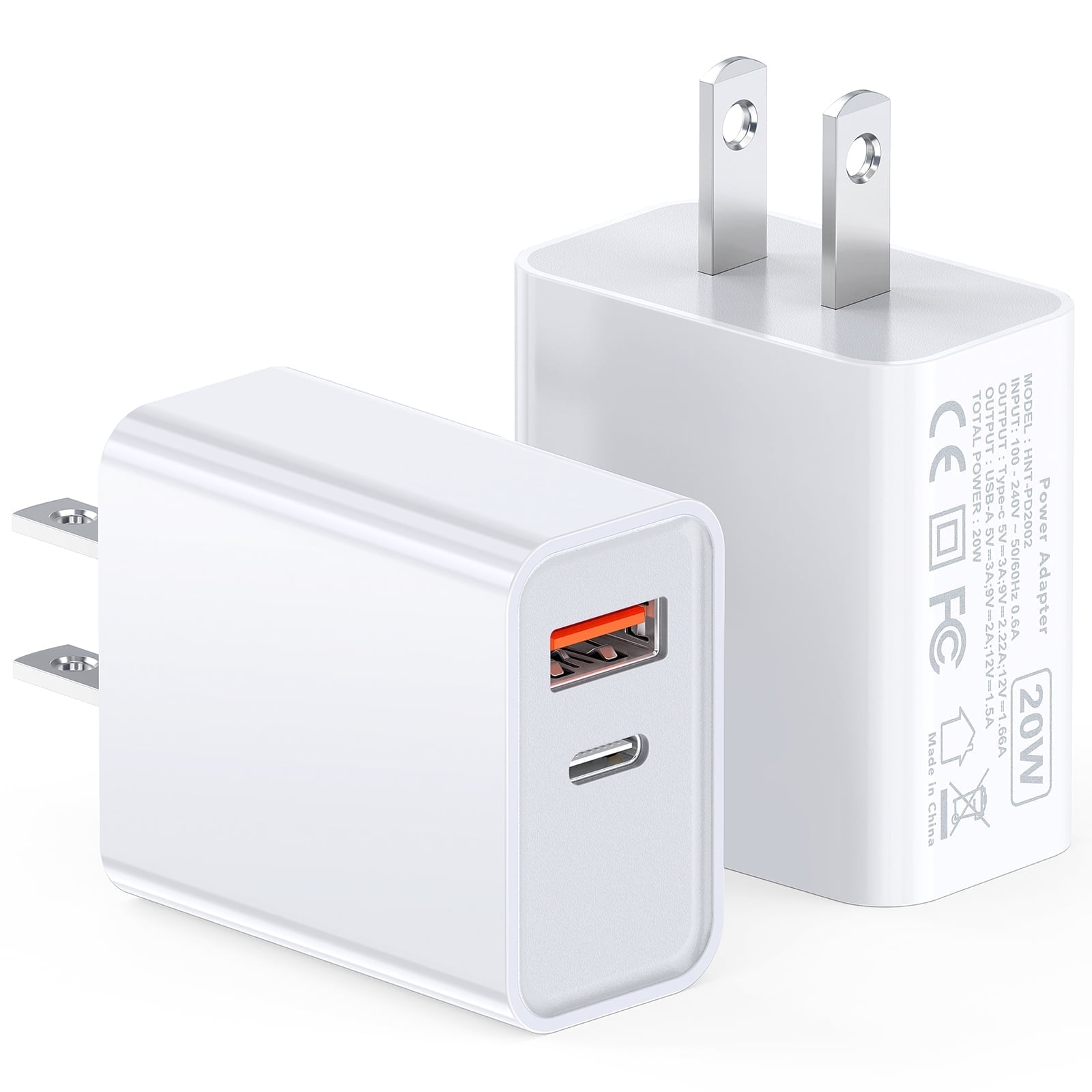 TAOHAI Dual USB-C Wall Charger, 20W Fast Charging Block, 2-Pack Plug ...