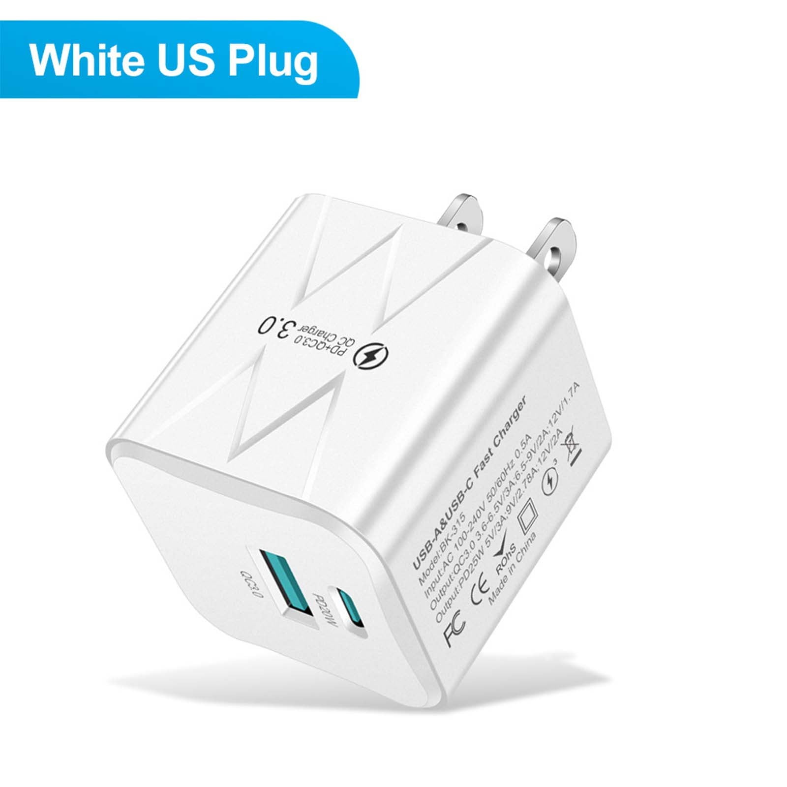 USB C Wall Charger Block 25W, Double Port USB-C Wall Plug-in USB ...