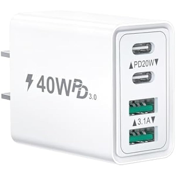 USB C Wall Charger Block, 40W 4-Port Type C Block Fast Charging Brick ...