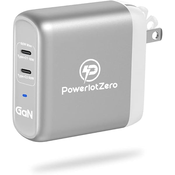 USB C Wall Charger Fast Charging - PowerlotZero 68W 2 Port GaN PD Power ...