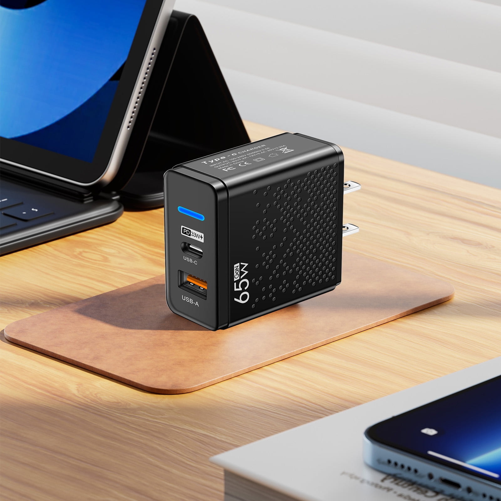 USB C Wall Fast Charger Block, 33W 2-Port Type C Charger Fast Charging ...