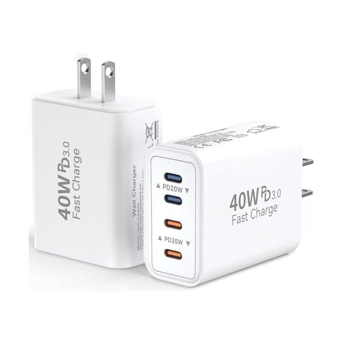 USB C Wall Fast Charger Block, 40W 4-Port Type C Charger Fast Charging ...