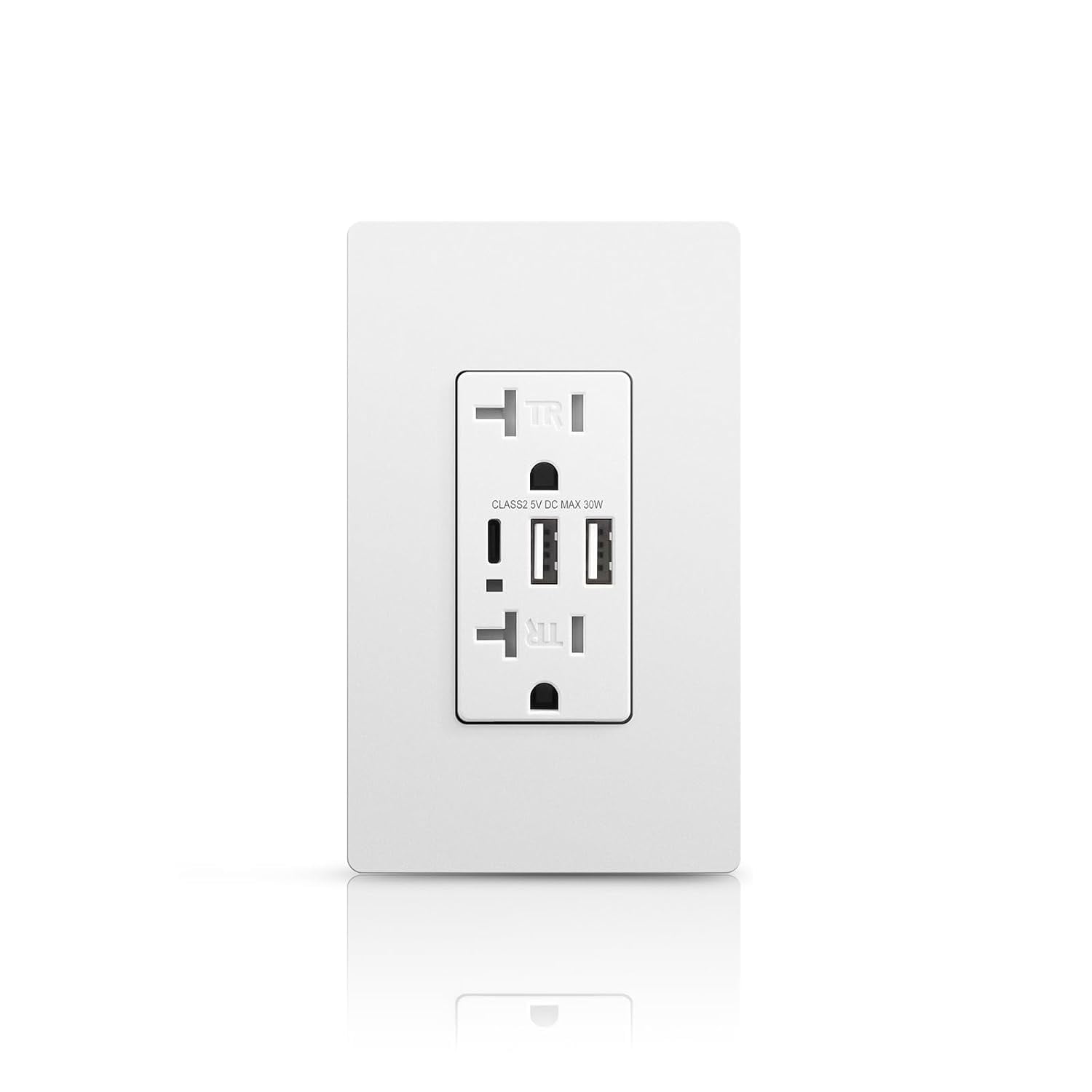 USB C Wall Outlet, 20Amp 6.0A Duplex Tamper-Resistant Receptacle Charge ...