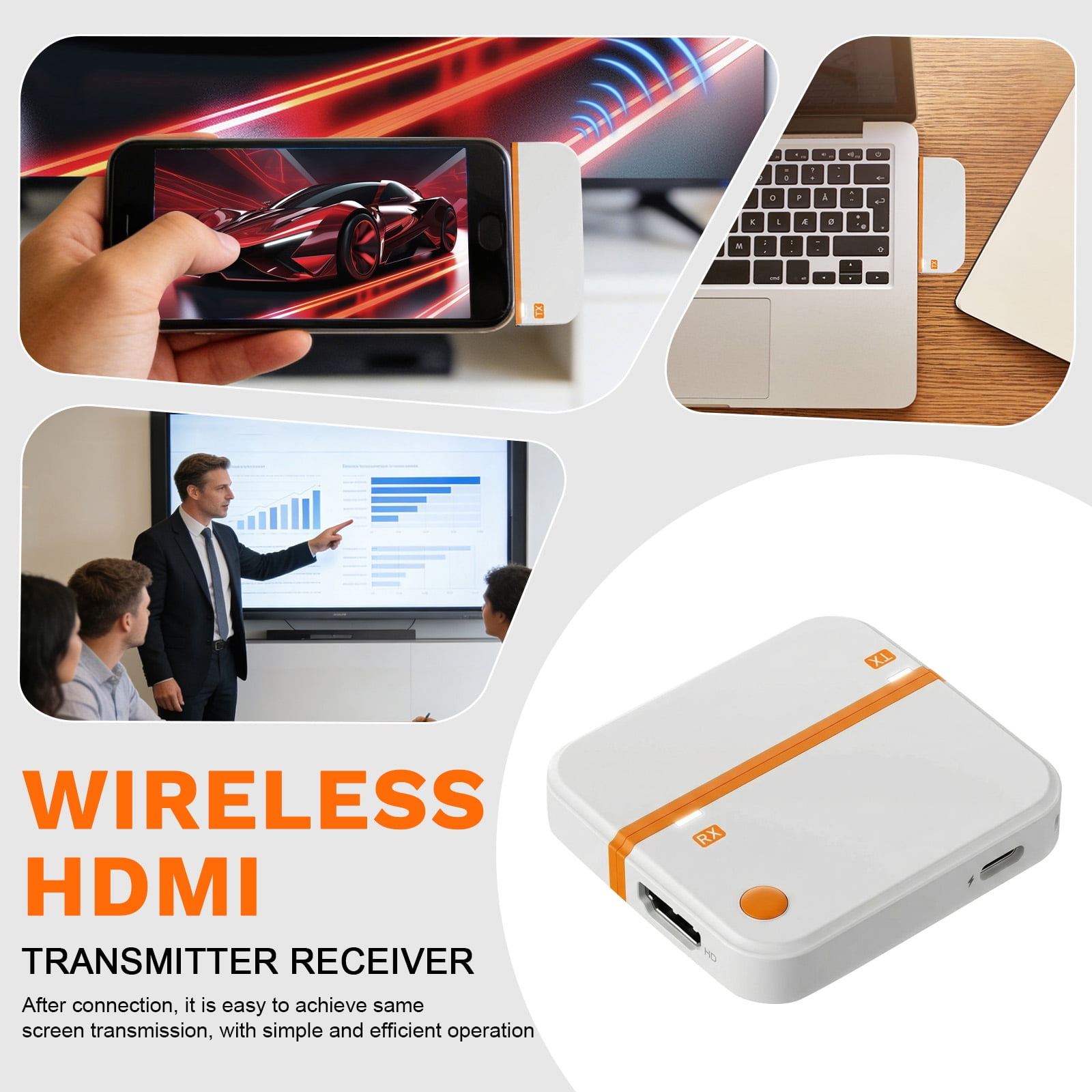 USB C Wireless HDMI Transmitter and Receiver, UHD 4K Decode Input ...