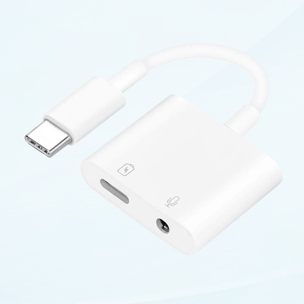 USB-C to 3.5mm AUX Female Audio Cable Adapter with USB-C Charging Port ...