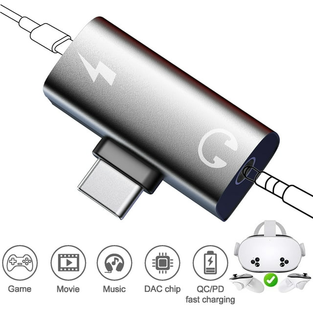 USB C to 3.5mm Headphone and Charger Adapter for Meta Quest 3S, 3.5mm ...