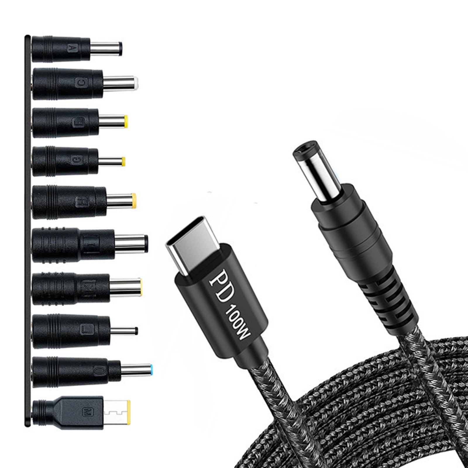 USB C to DC5521 5.5x2 Adapter Cable 100W with 10 Connection Tips for ...
