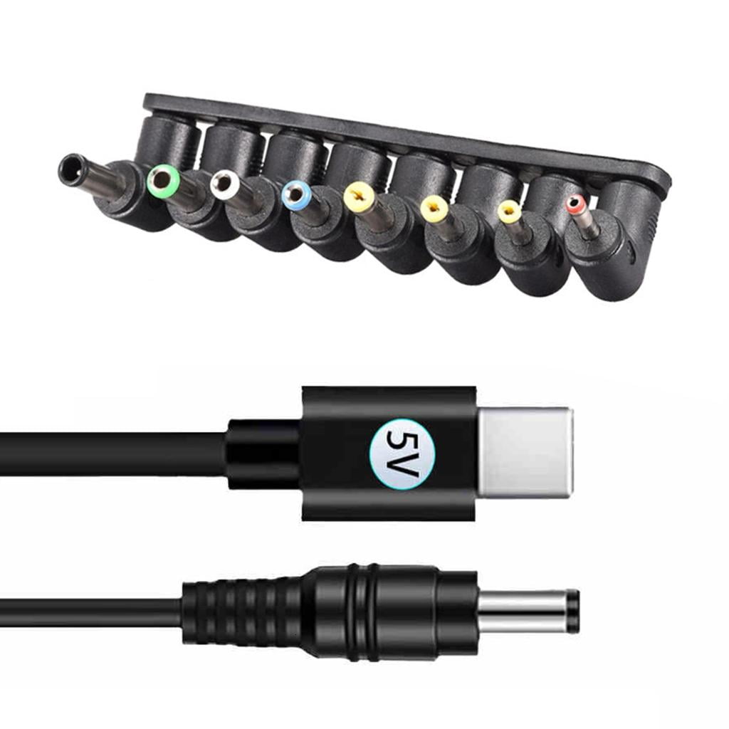 USB C to DC5521 5.5x2 Adapter Cable with 8 Interchangeable Tips for ...