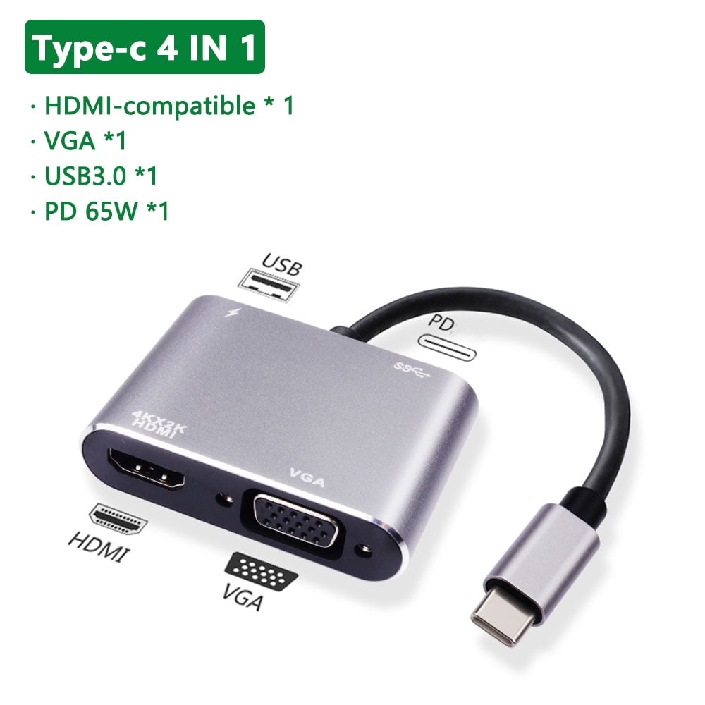 USB C to HDMI-compatible VGA Type C USB 3.0 HUB Adapter for MacBook for ...