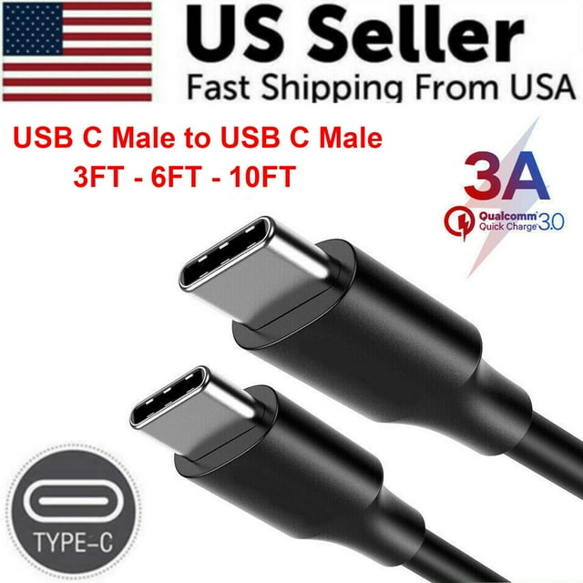 USB-C to USB-C Cable Male Type-C Cable Cord Fast Charger Charging Data ...