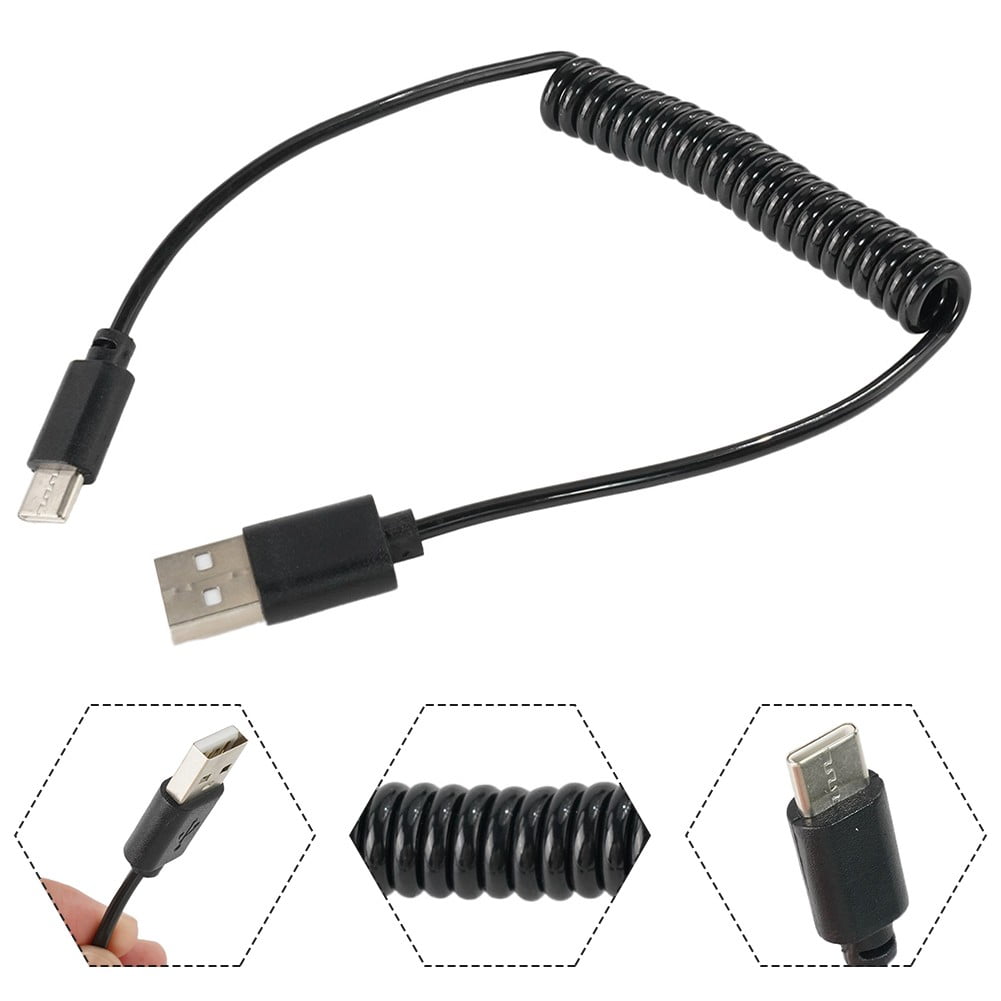 USB-C to USB Type-A Spring Coiled Charging Cable for Smartphone - 25cm ...