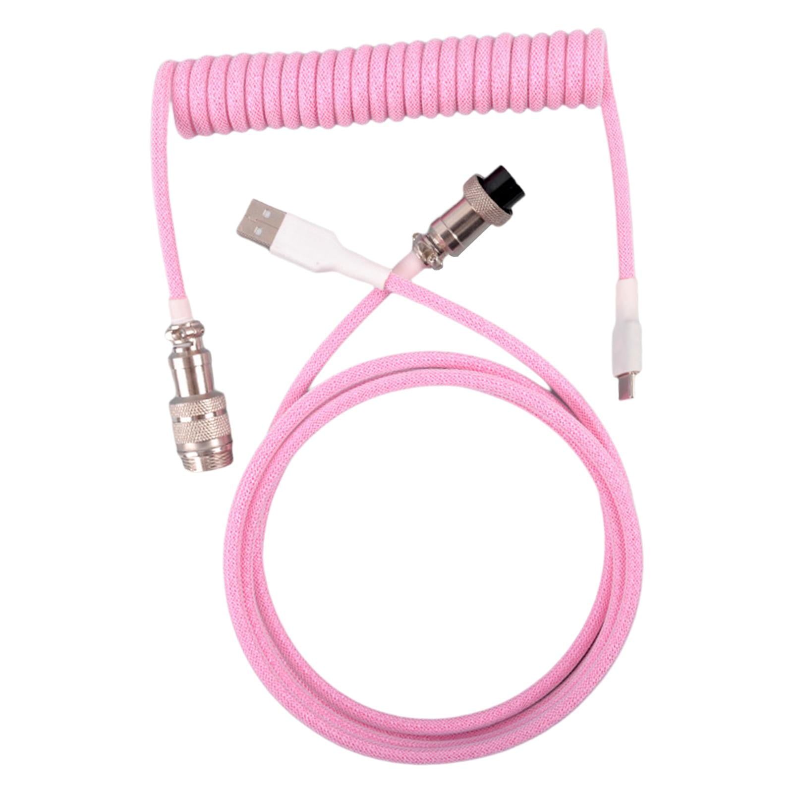 USB Cable Coiling Spring Split Cable Charging for Keyboard Pink ...