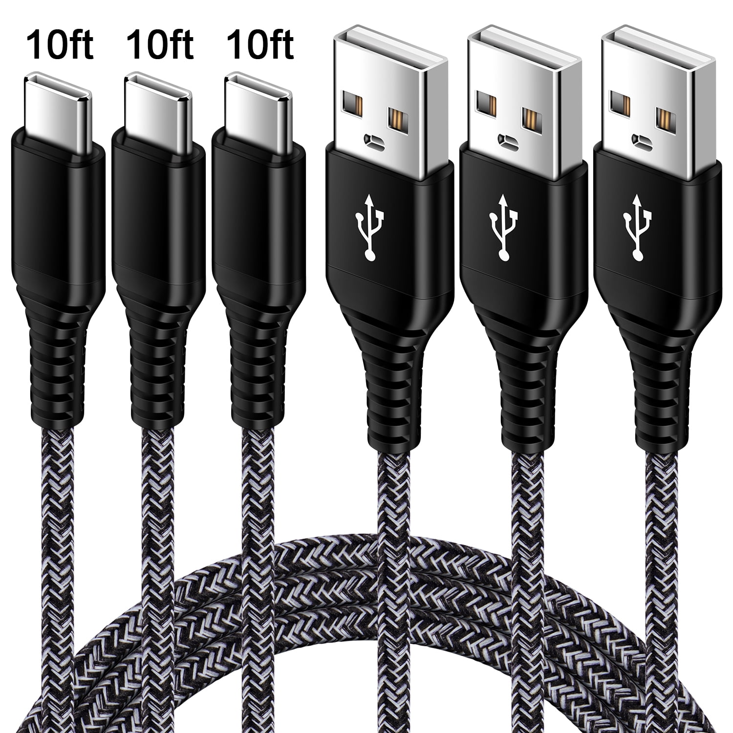 USB Cables,Type C Charging Cable 10ft Type C Cables 10ft-3PACK,ABCPOW ...