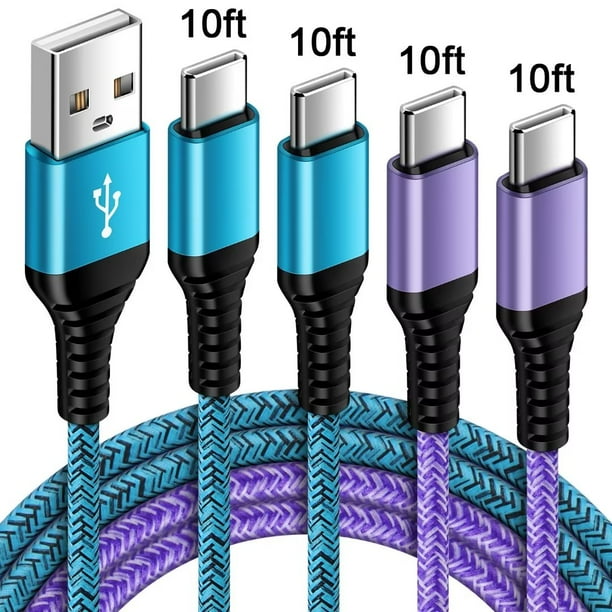 USB Cables Type C Charging Cable 10ft Type C Cables 10ft 4PACK ABCPOW USB A to USB C Type C Cable High Speed Android Type C Charger Fast Charging