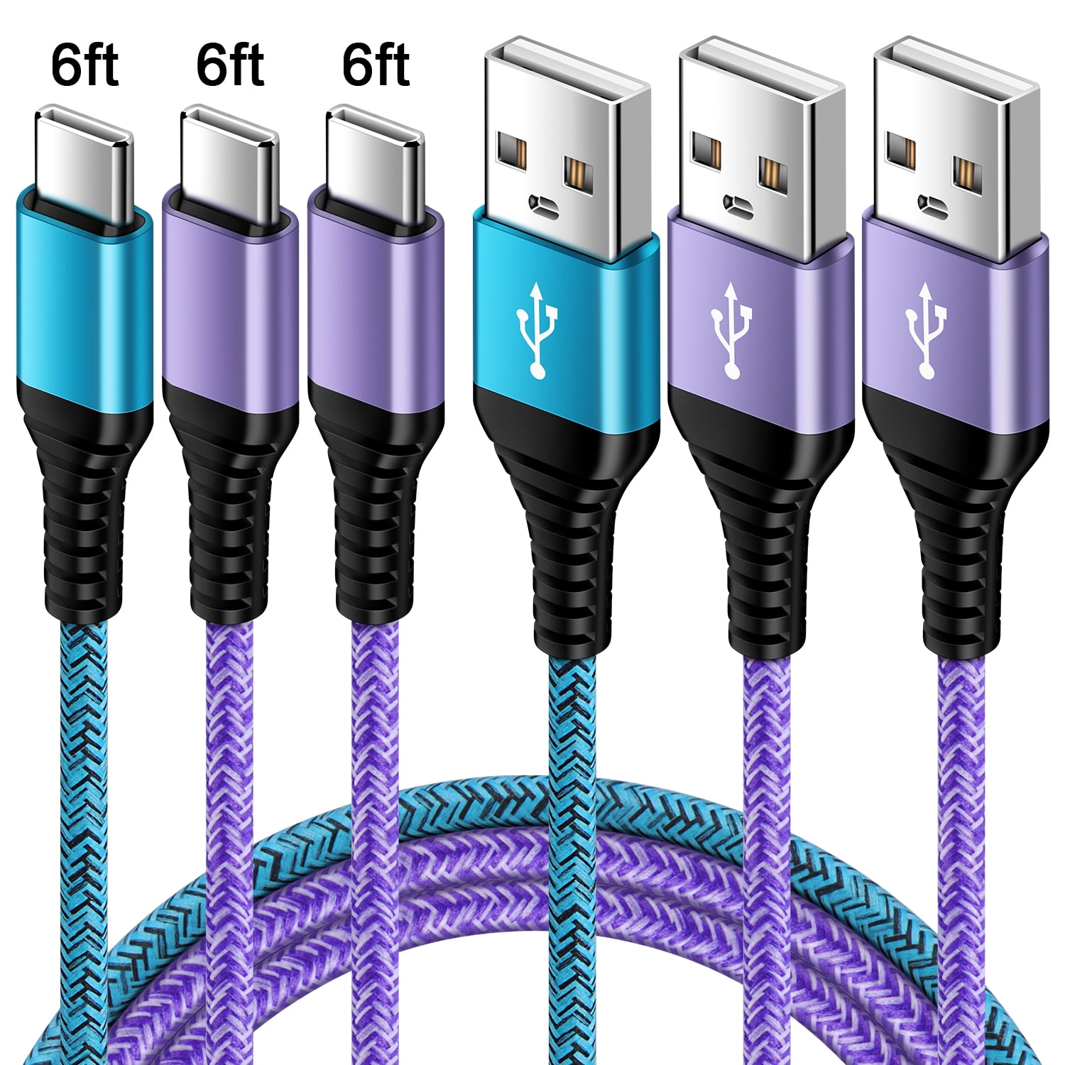 USB Cables,Type C Charging Cable 6ft Type C Cables 6ft-3PACK,ABCPOW USB ...