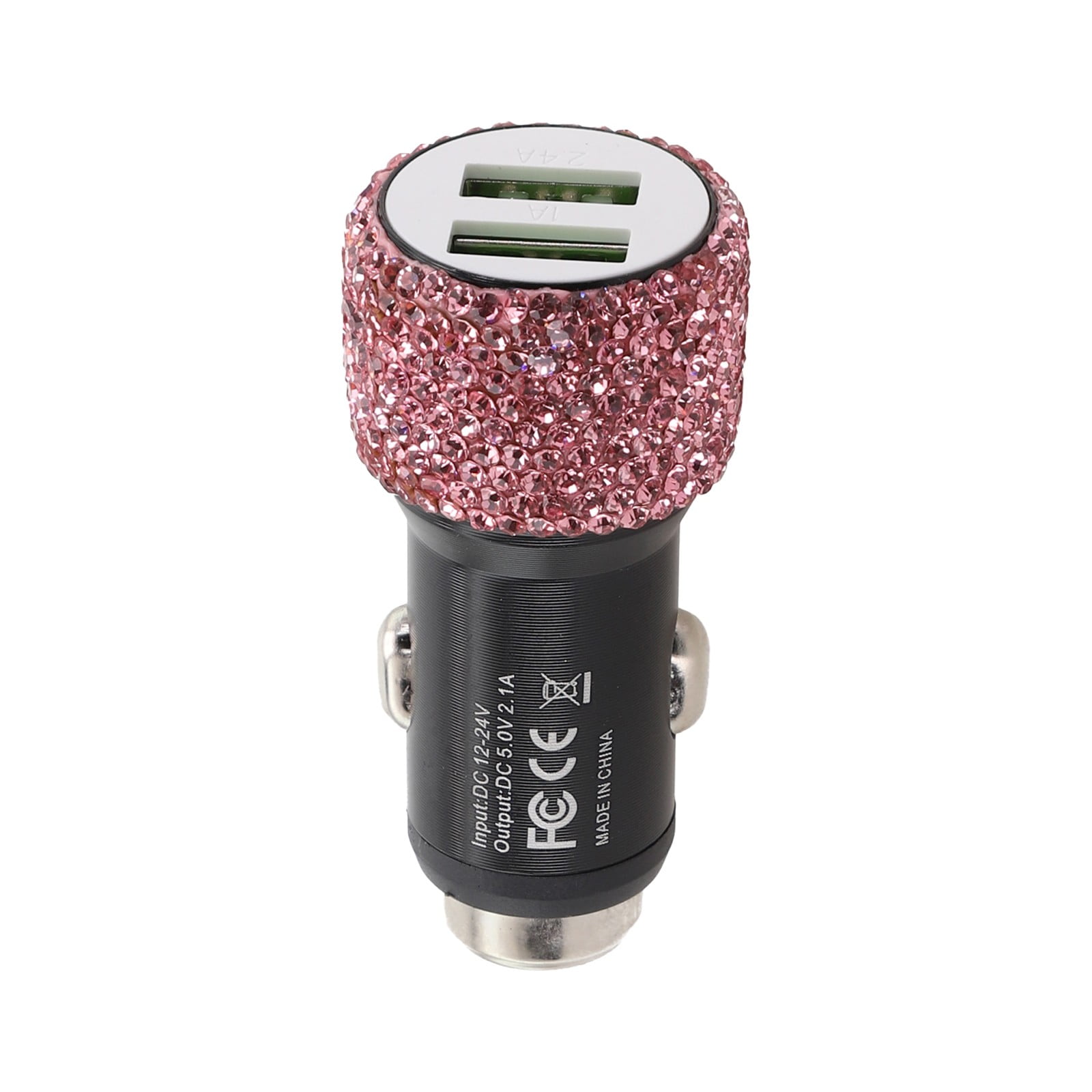 USB Car Charger 5V 2.1A Dual Port Fast Adapter Pink Car Decor Car ...