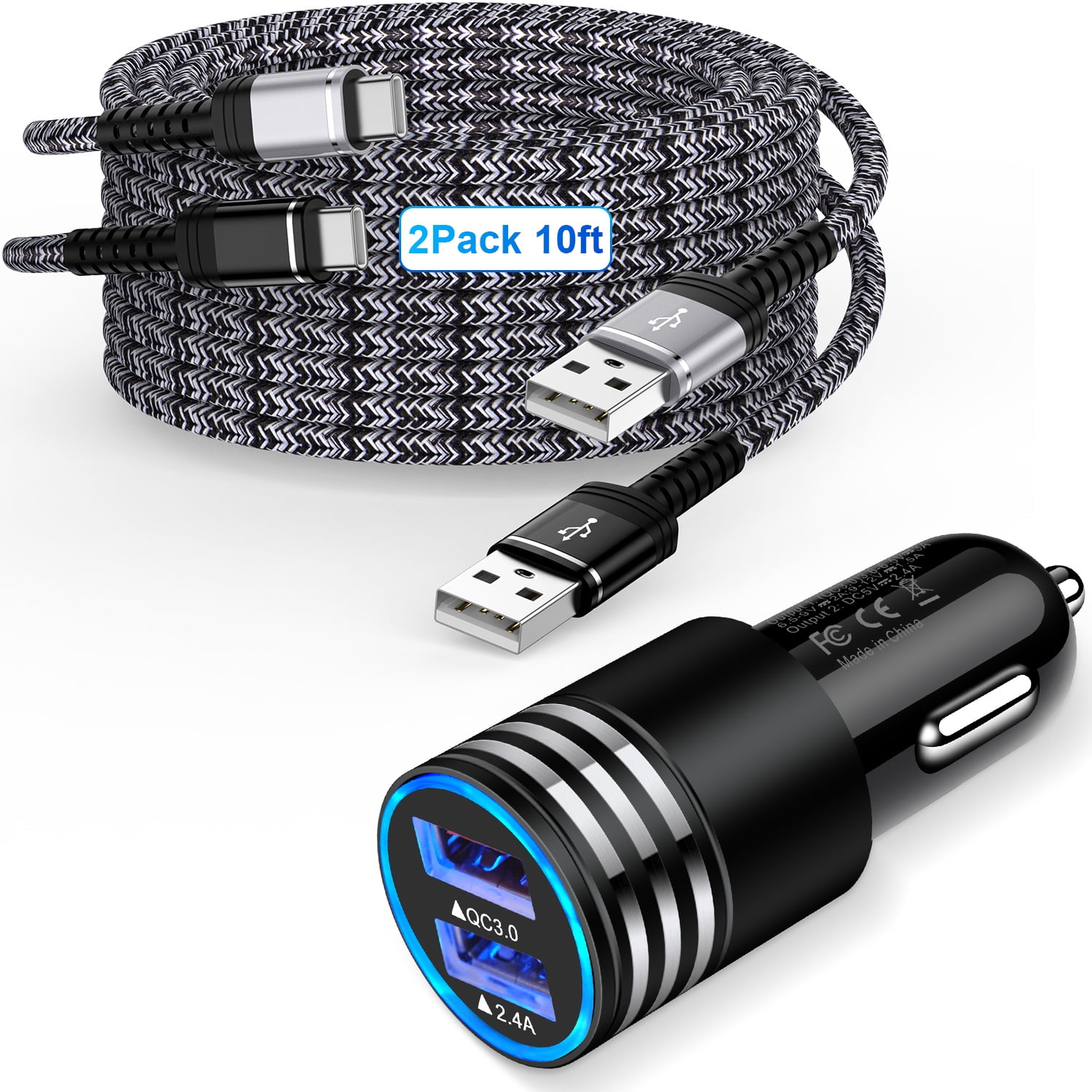 USB Car Charger,ABCPOW 30W Dual USB Car Charger Adapter with 2PACK ...