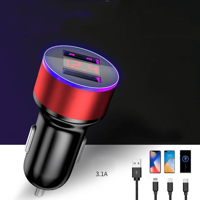 USB Car Charger Fast Charge - [Smart Detection Fast Charge] Red ...