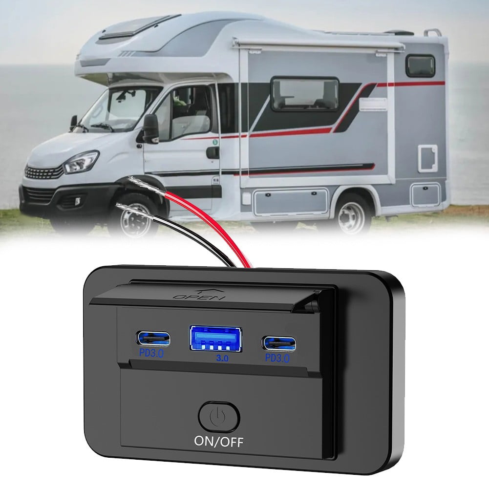 USB Car Charging Socket Dual PD +USB 3.0 Fast Charger Socket Panel For ...