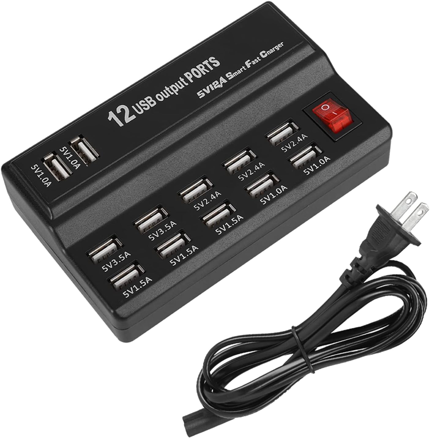 USB Charger 12 Port Charging Station for Multiple Devices with Smart ...